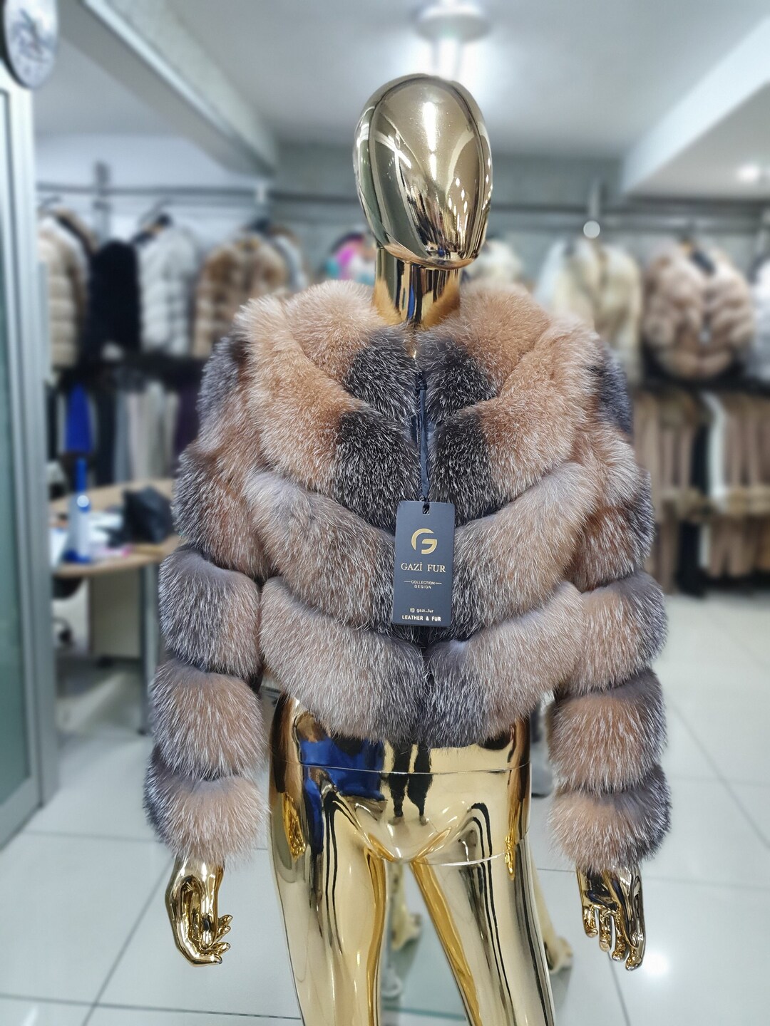 Costliness Fabulous Luxury Real Fox Fur Jacket With Detachable Sleeves ...