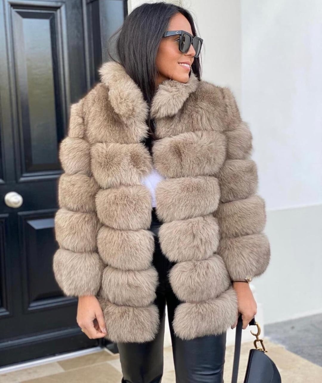 Luxury Fox Fur Jacket With Collar Fox Leather Jacket - Etsy