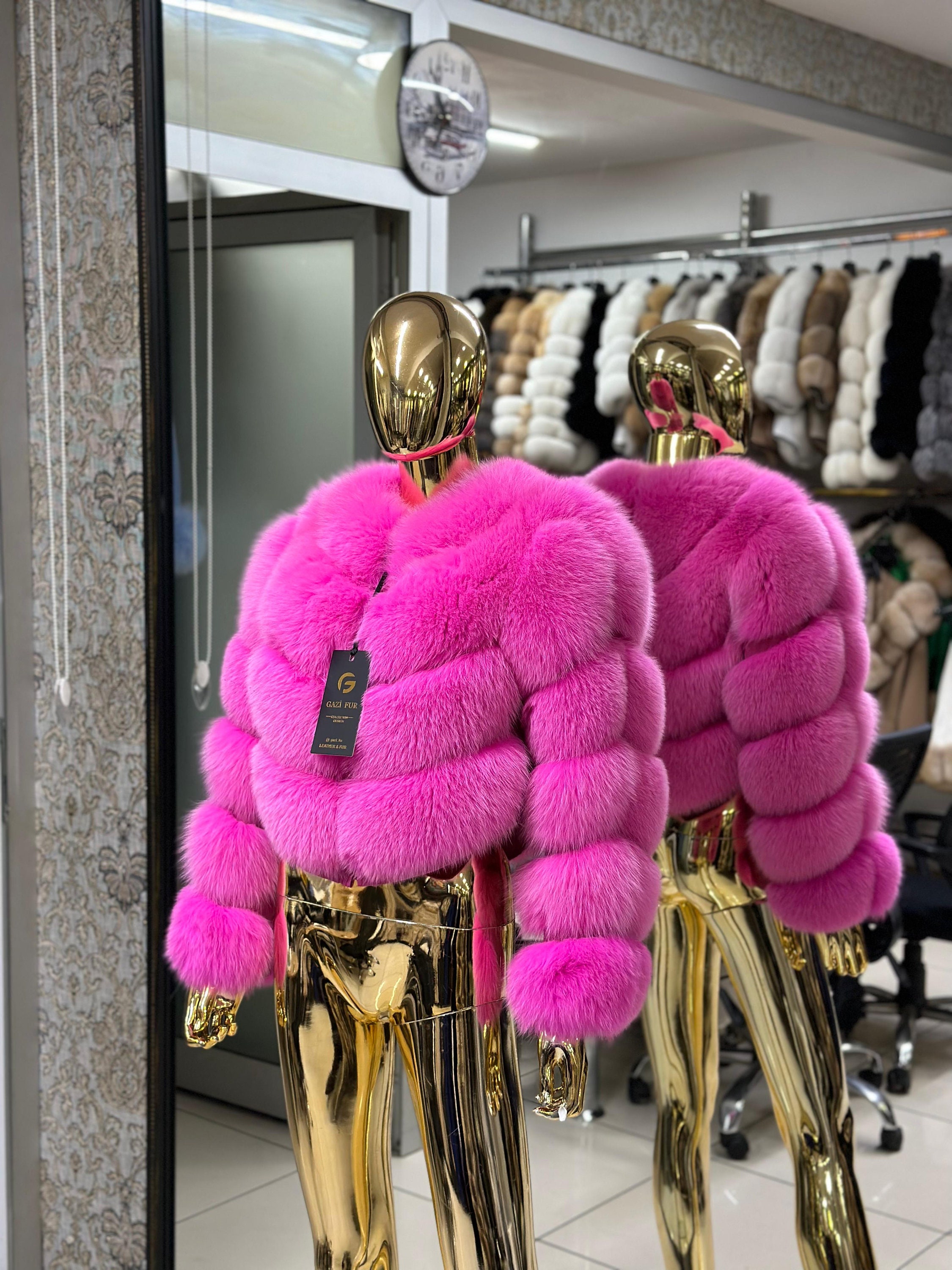 Luxury Pink Fox Fur Jacket Real Fox Fur Genuine Original - Etsy