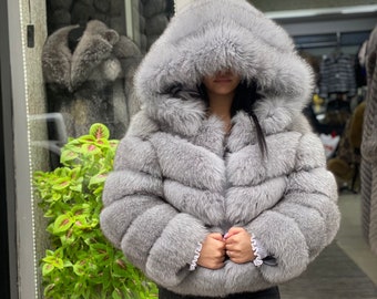 Distinctive Special Long Fox Jacket Genuine Original Fox Skin Jacket Stylish Fabulous Fox Coat ...