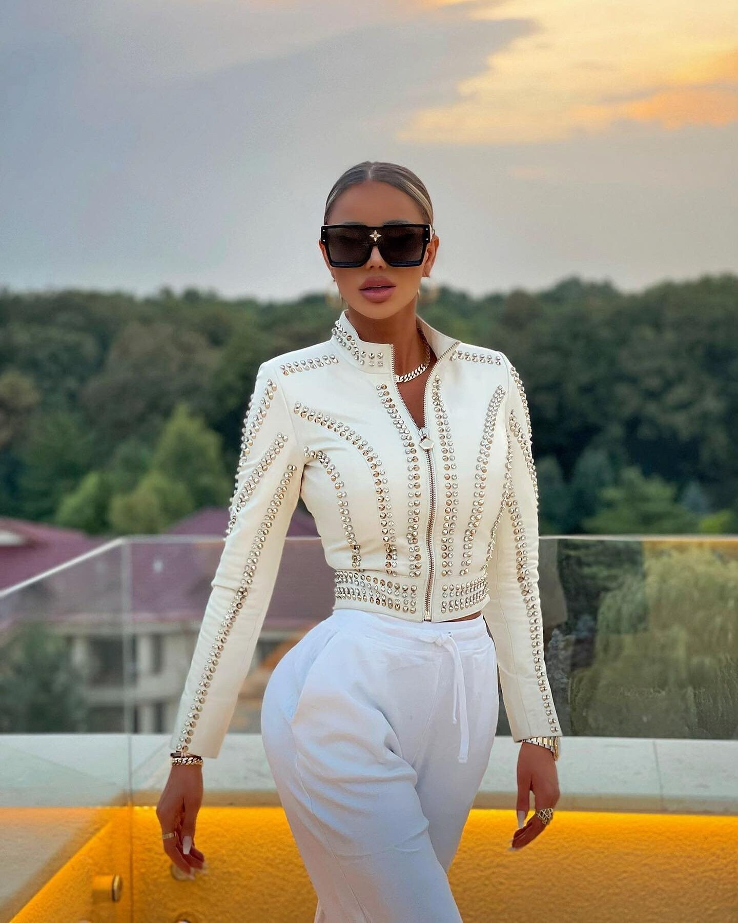 Luxury Real Leather Jacket Philip Plein Model Women Jacket Winter Woman ...