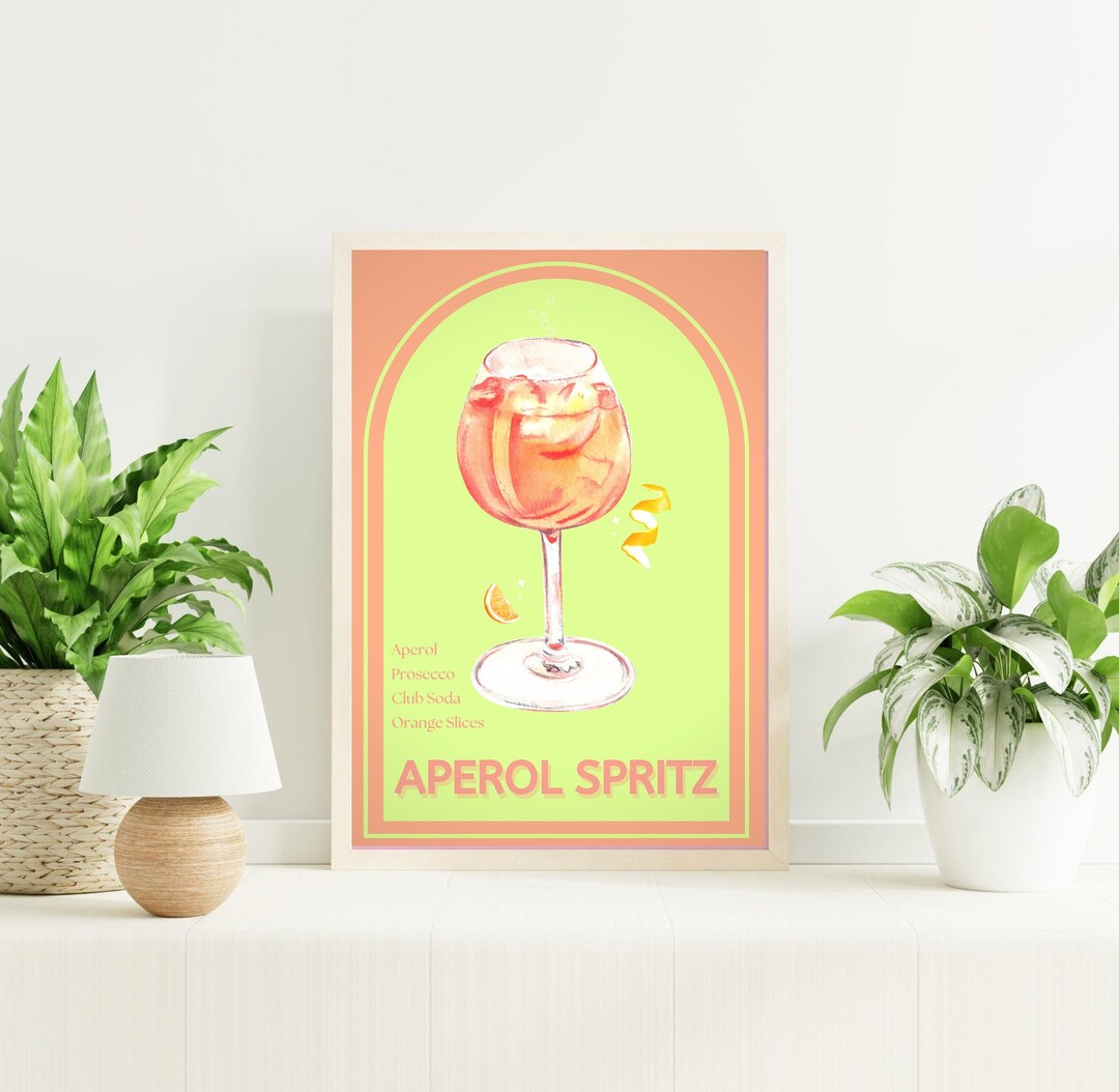 Aperol Spritz Cocktail Wall Art, Bar Cart Decor, Aperol Spritz Print ...