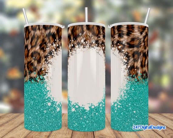 Cheetah Print Tumbler Wrap Teal Turquoise Glitter Leopard - Etsy