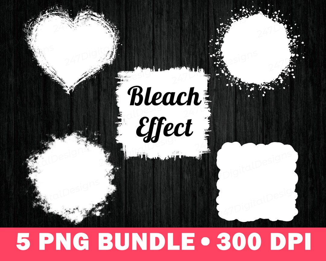 Bleach Effect PNG Design Bundle for Shirt Tee Mockups White Bleached ...