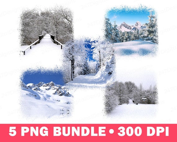 Winter Digital Background Png Winter Landscape Clipart | Etsy