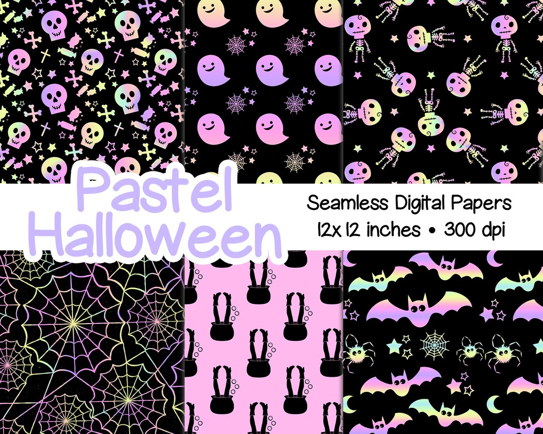 Halloween Digital Paper Png Girly Happy Halloween Seamless Pattern ...