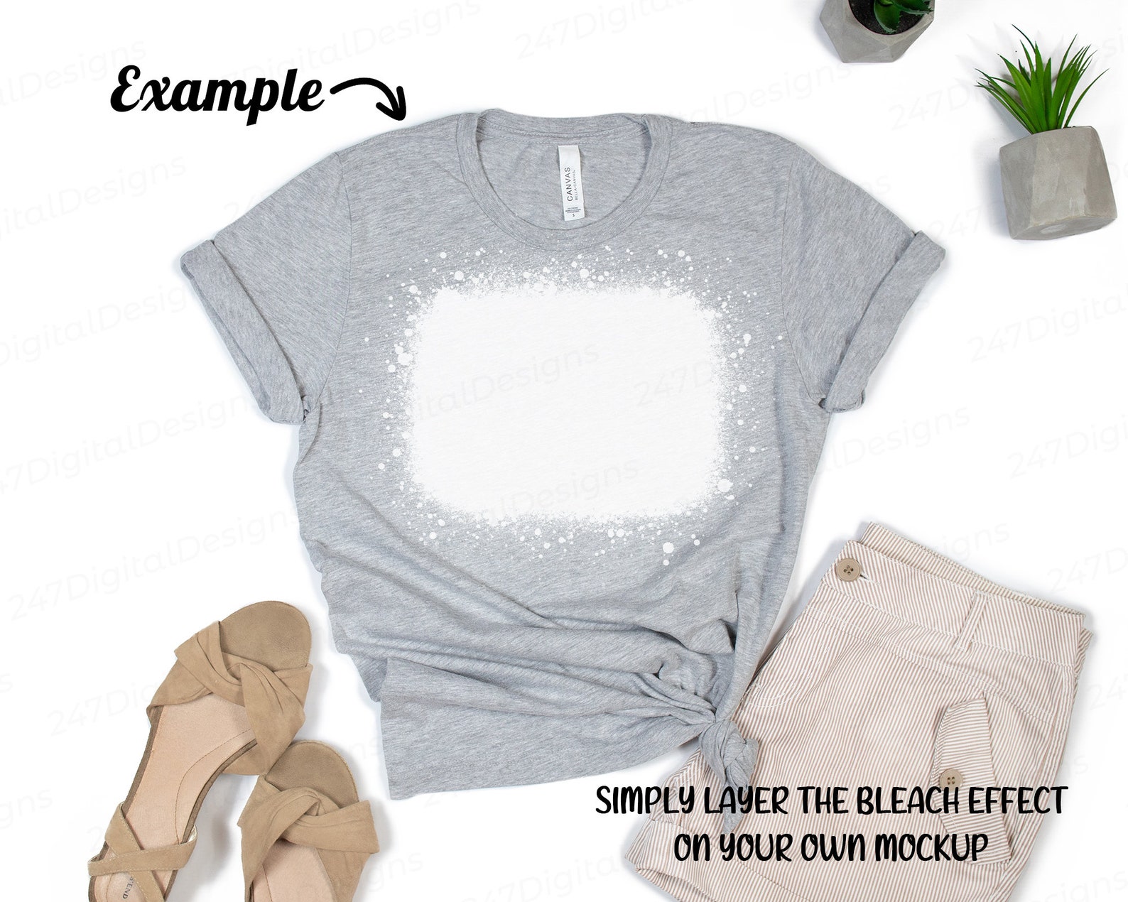Bleach Effect Design Bundle for Tee Shirt Mockups Round Square White ...
