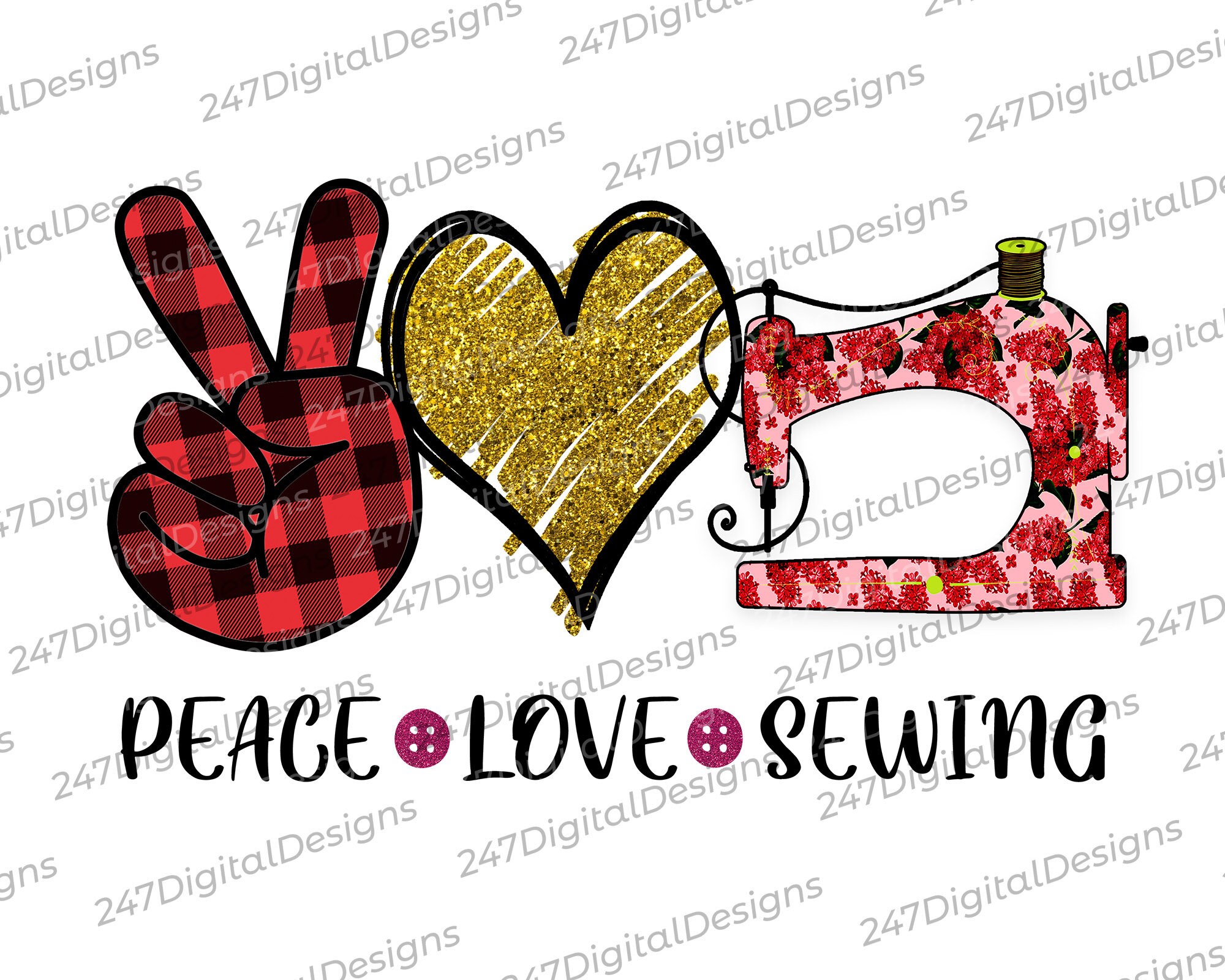 Sewing Sublimation Designs Downloads Sewing Png Peace Love | Etsy