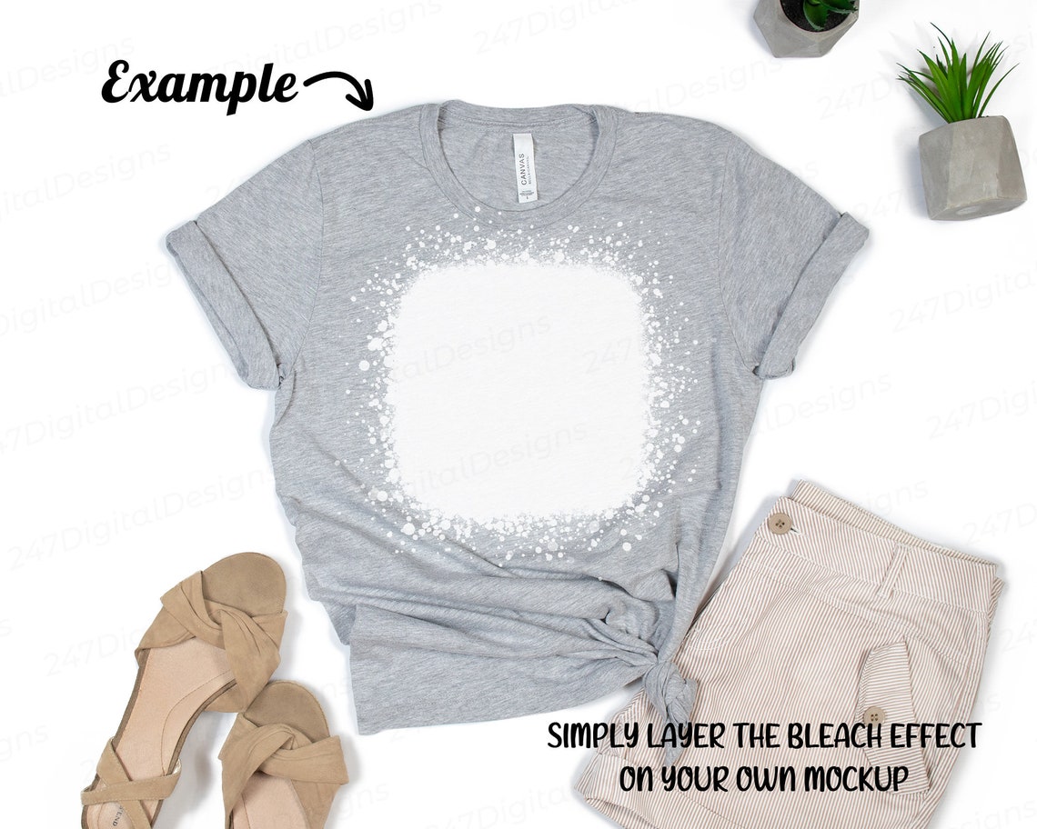 Bleach Effect Design Bundle for Tee Shirt Mockups Round Square White ...