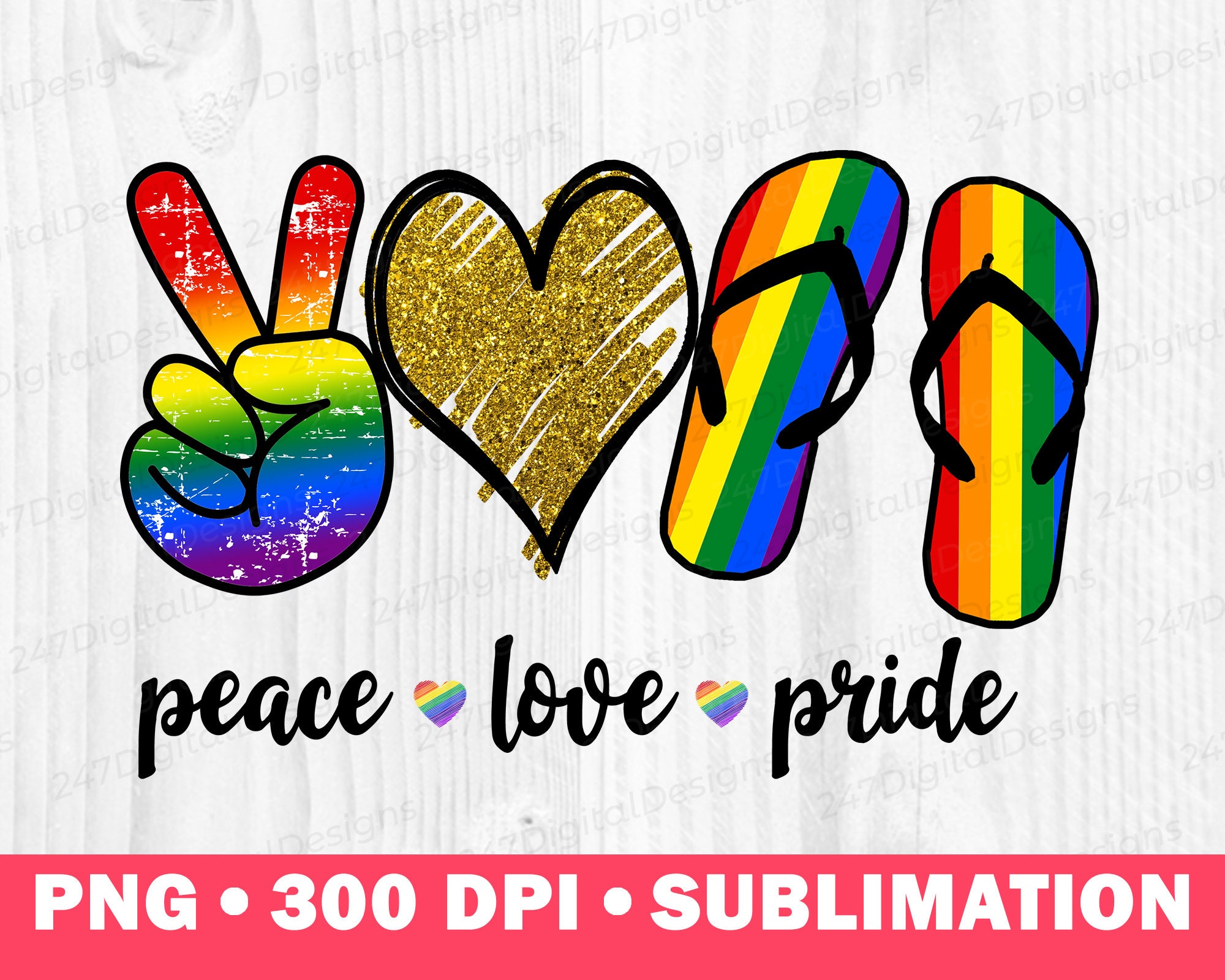 Peace Love Pride Png Pride Sublimation Designs LGBT Pride | Etsy