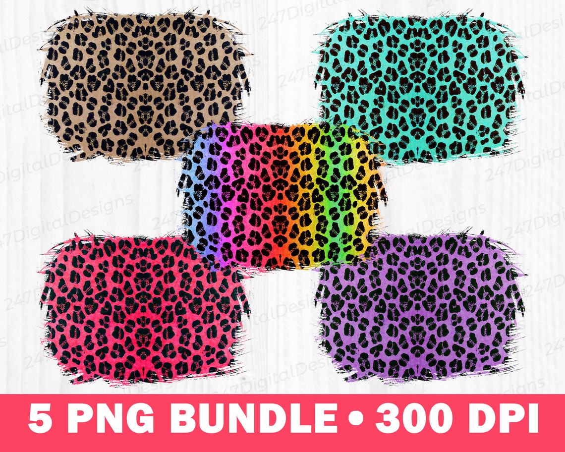 Distressed Leopard Print Background Png Colorful Turquoise - Etsy