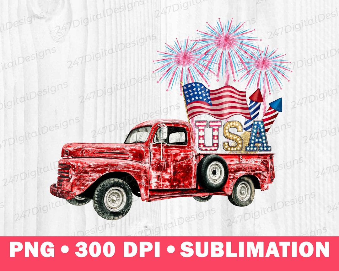 Patriotic Truck American Truck PNG Fourth of July Patriotic Truck PNG ...
