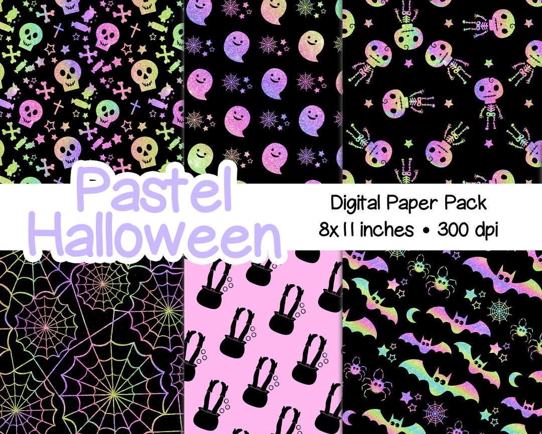Girly Halloween Digital Paper Png Happy Halloween Pattern Bundle Pastel ...