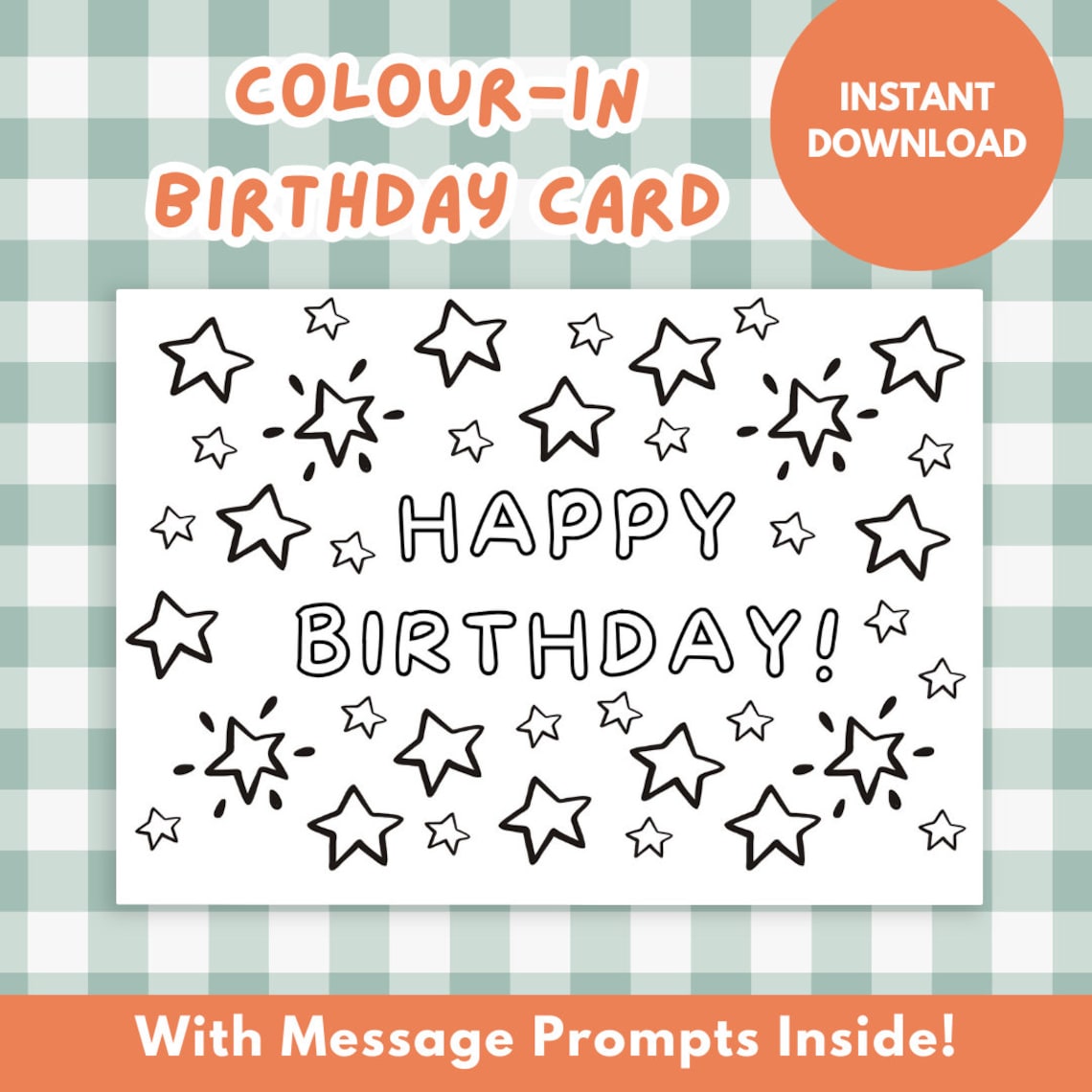 Printable Kids Birthday Card Happy Birthday Card Colouring Birthday ...