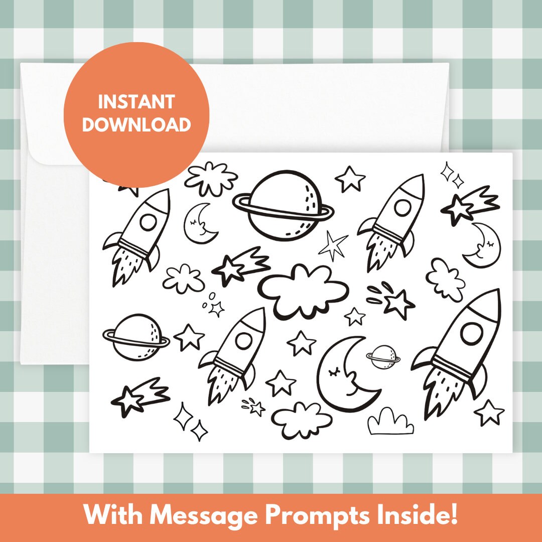 Printable Kids Birthday Card Birthday Message Colouring Birthday Card ...