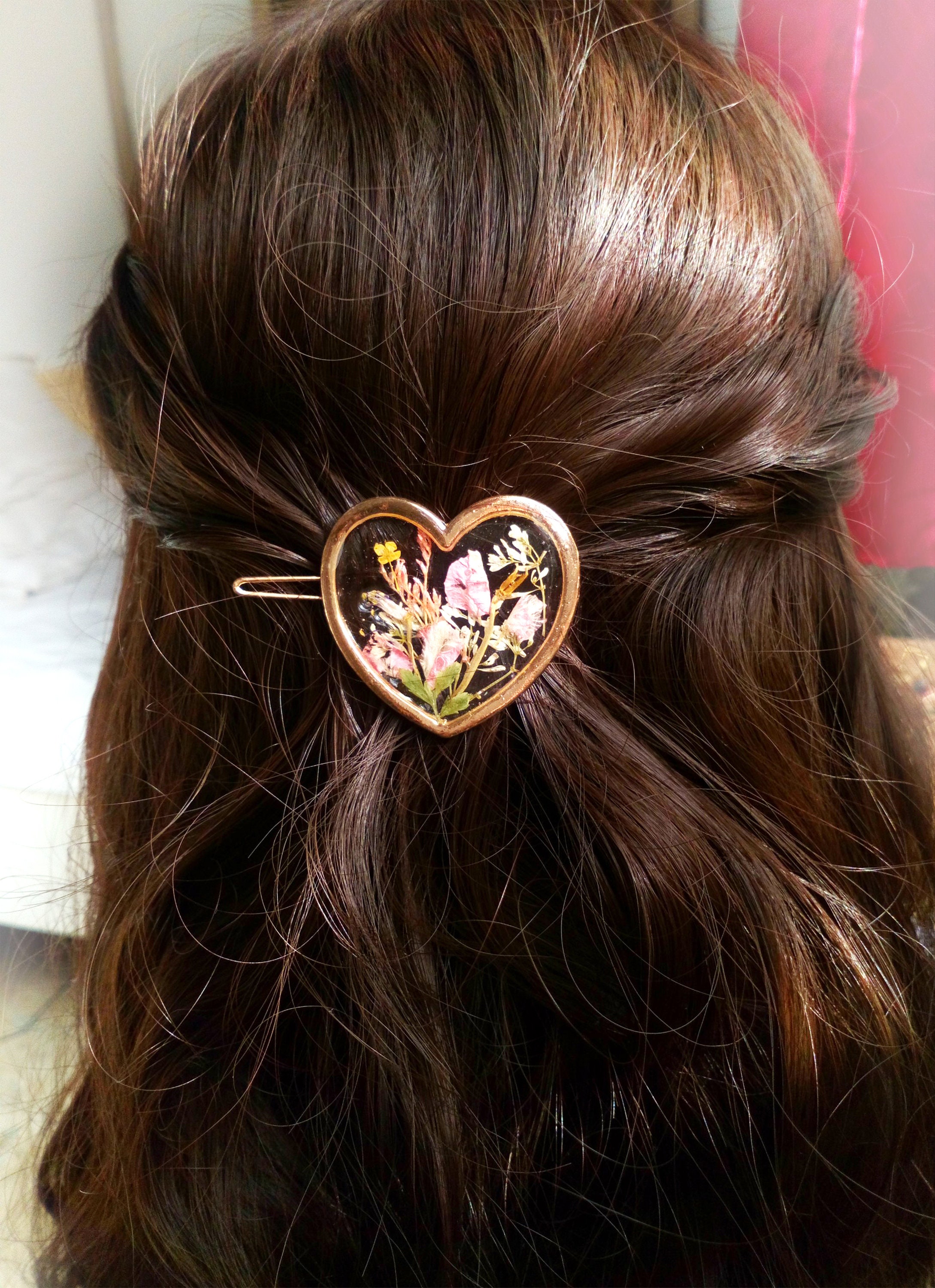 Resin Hair Pin/ Heart-shaped Hair Pin/ Real Flower Hair - Etsy