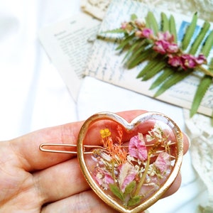 Resin Hair Pin/ Heart-shaped Hair Pin/ Real Flower Hair Accessories ...