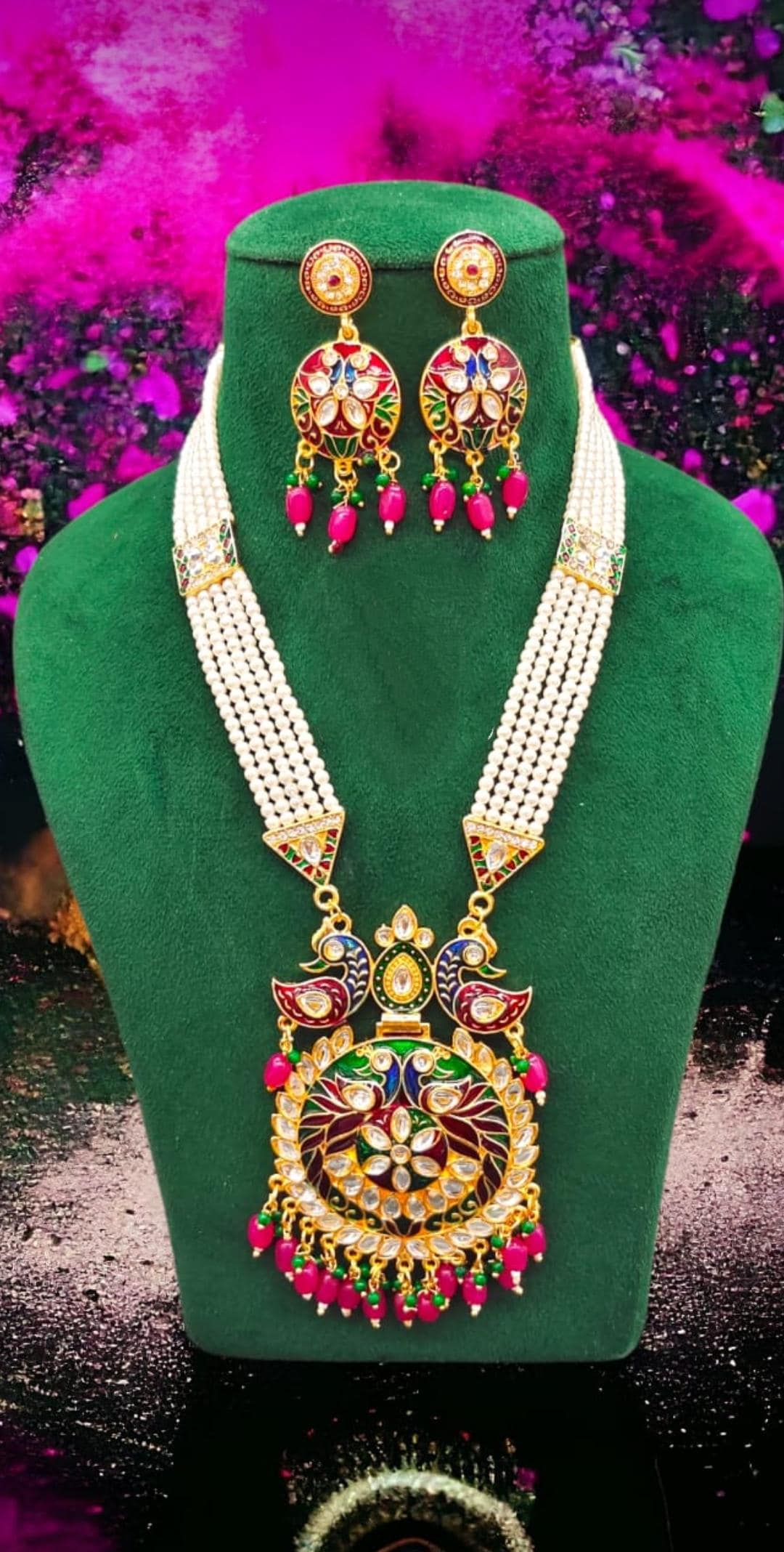 Jaipuri Traditional Rajwada Rani Haar Meenakshi Kundan Handwork Rani ...