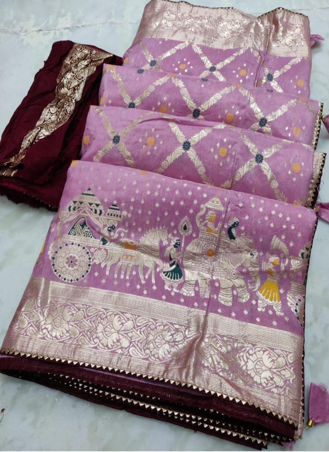 Pink,onion Colour Dola Silk Saree Ghatchola Saree Wedding Festival ...