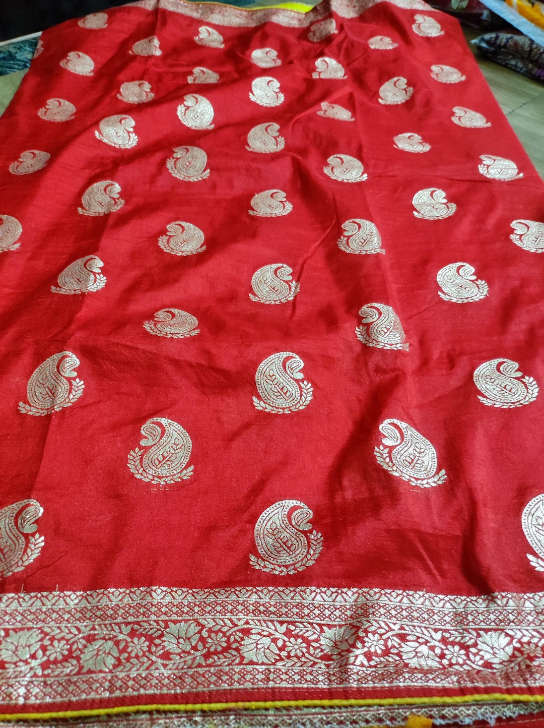 Dola Silk Fabric Saree Wedding Festival Party Special Saree Red Color ...