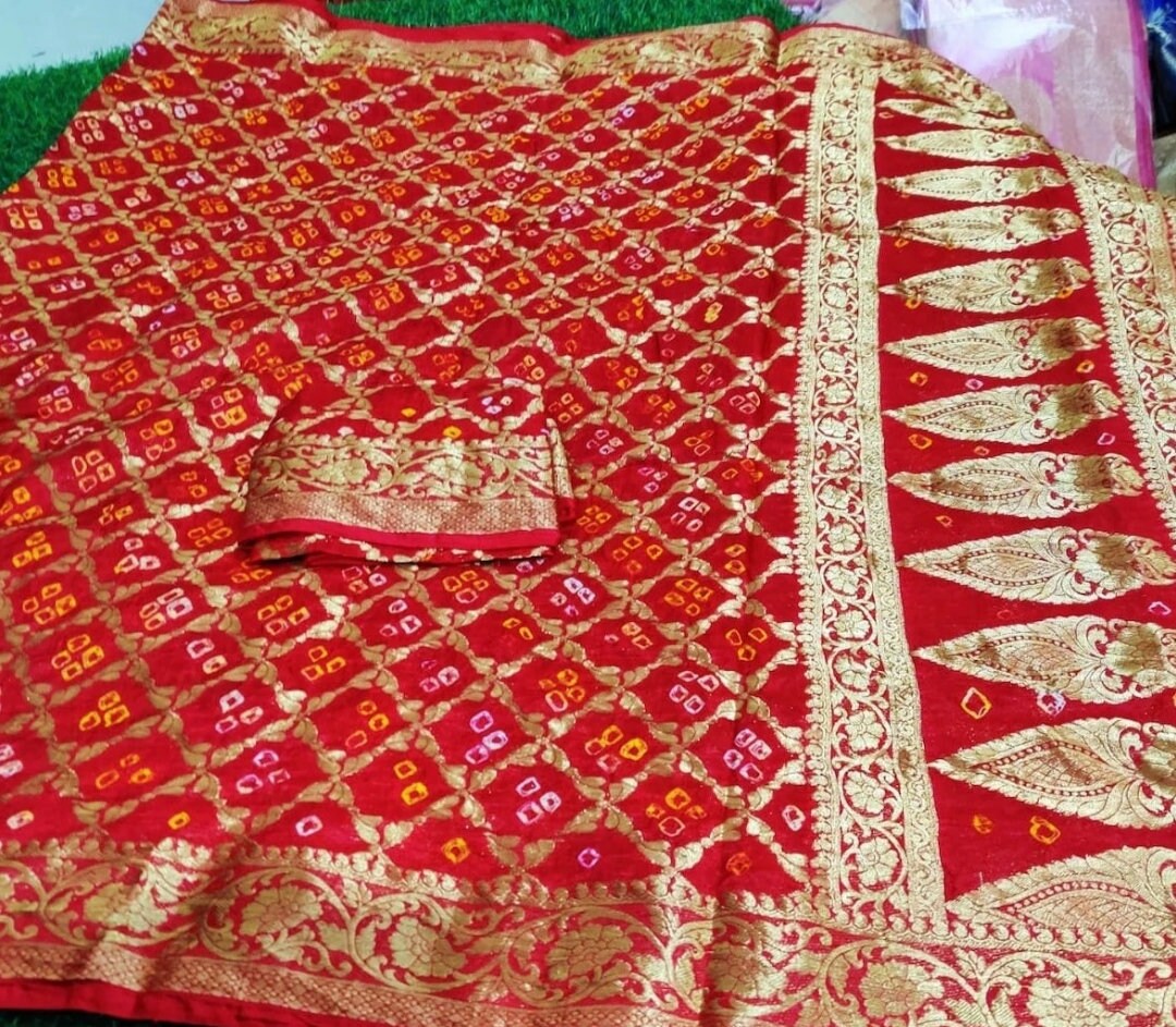 Red Bandhani Saree Wedding,festival,special Saree Indian Traditional ...