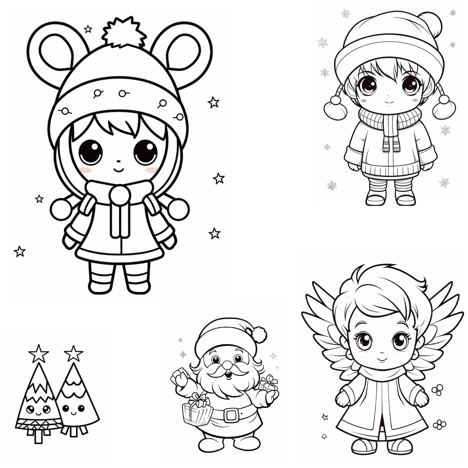 Simple Christmas Coloring Pages for Kids 100 Printable Holiday Designs ...