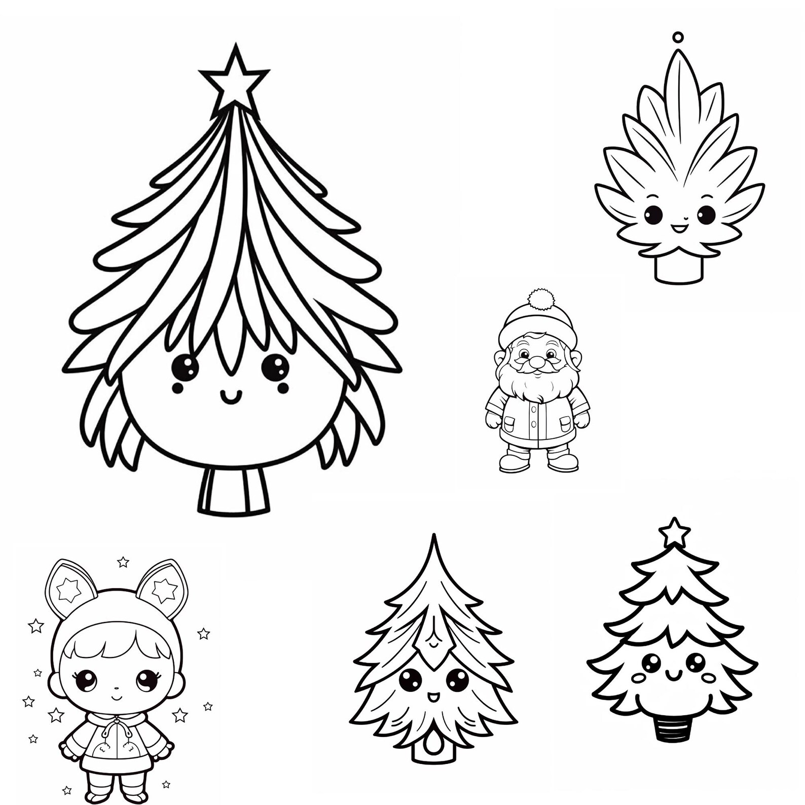 Simple Christmas Coloring Pages for Kids 100 Printable Holiday Designs ...