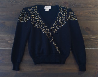 Beaded Vintage Sweater - Etsy