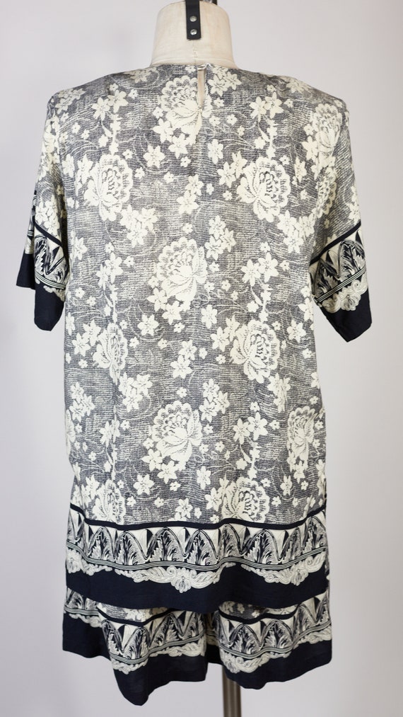 Vintage Black and White Floral Matching Short Set - Gem