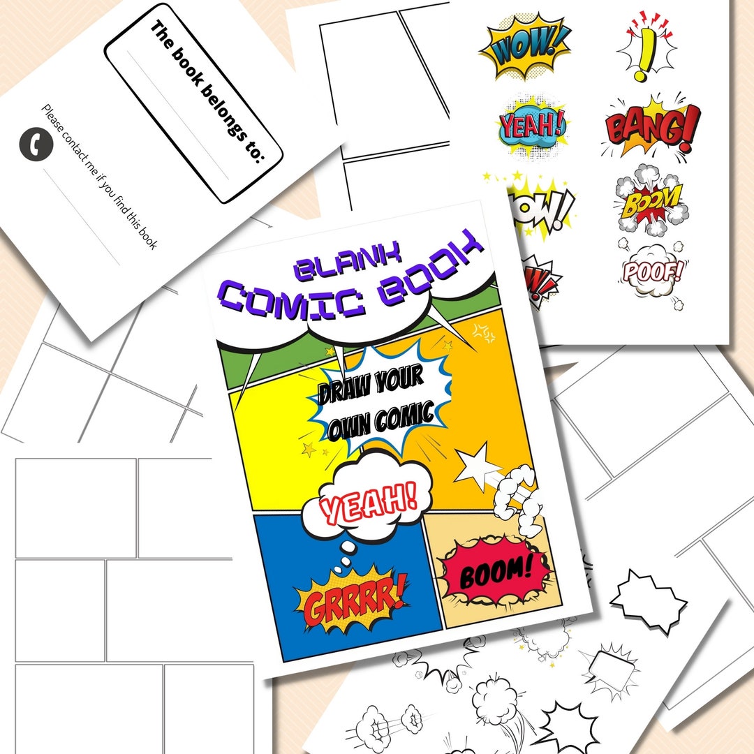 Blank Comic Book : Size 8.5x11 Draw Your Own Comics, Printable Comic ...