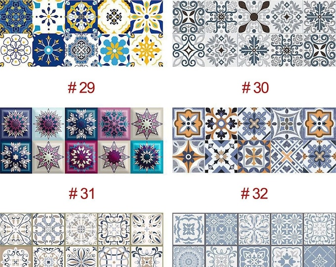 Tile Sticker Vinyl Decal for Kitchen Bathroom Backsplash Floor Decals ...