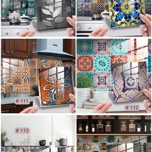 Marble Tile Sticker Peel and Stick Vinyl Decal for Kitchen Bathroom ...