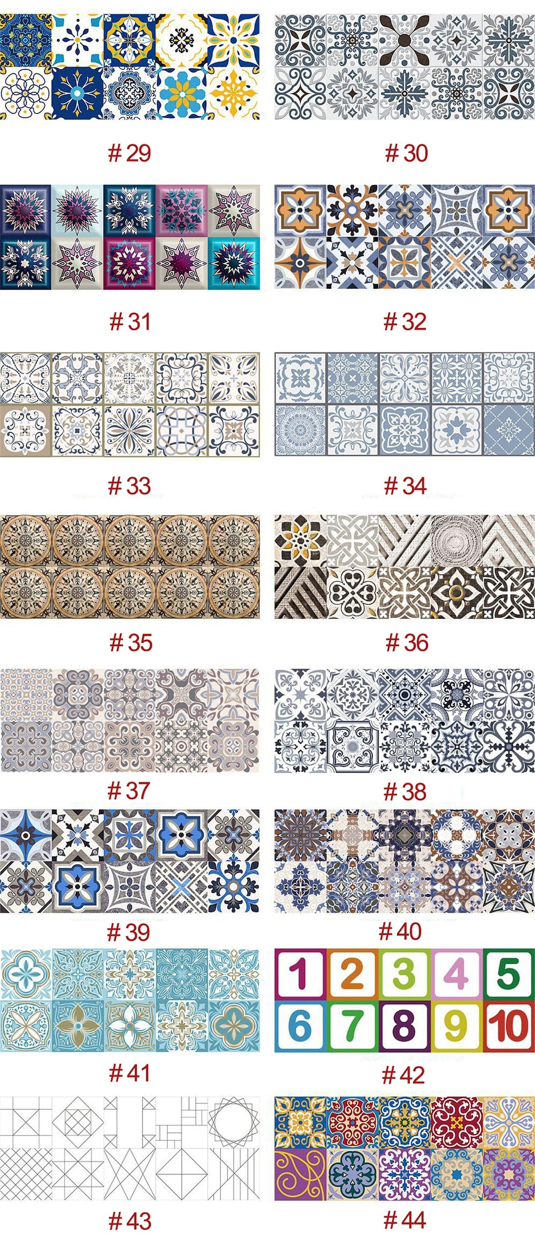 Tile Sticker Vinyl Decal for Kitchen Bathroom Backsplash Floor Decals ...