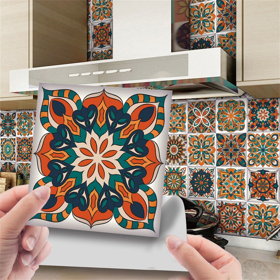 Vintage Tile Sticker Vinyl Decal for Kitchen Bathroom Backsplash Decals ...