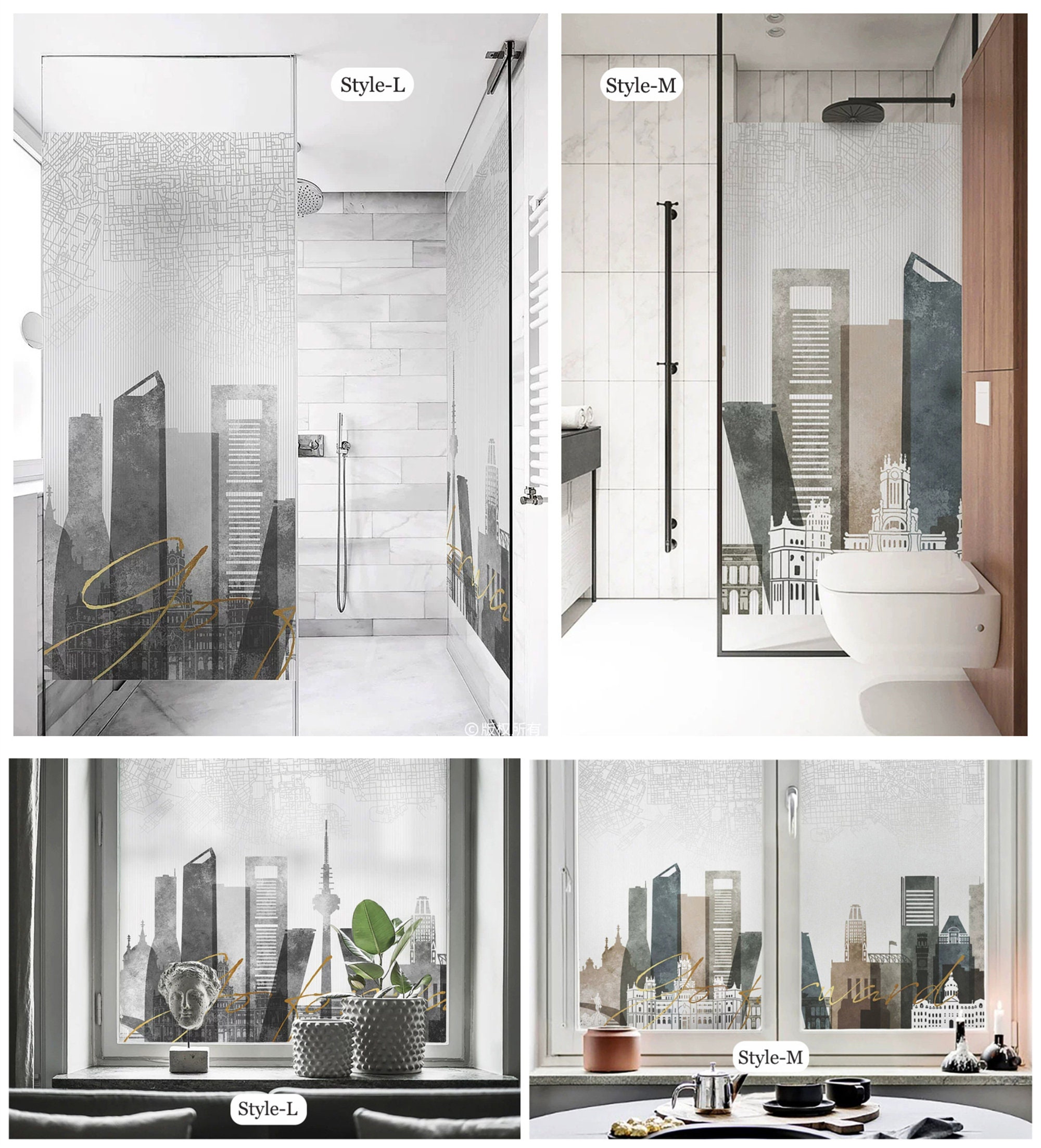 Decortive Window Film Privacy,static Cling Window Stickers,geometry ...