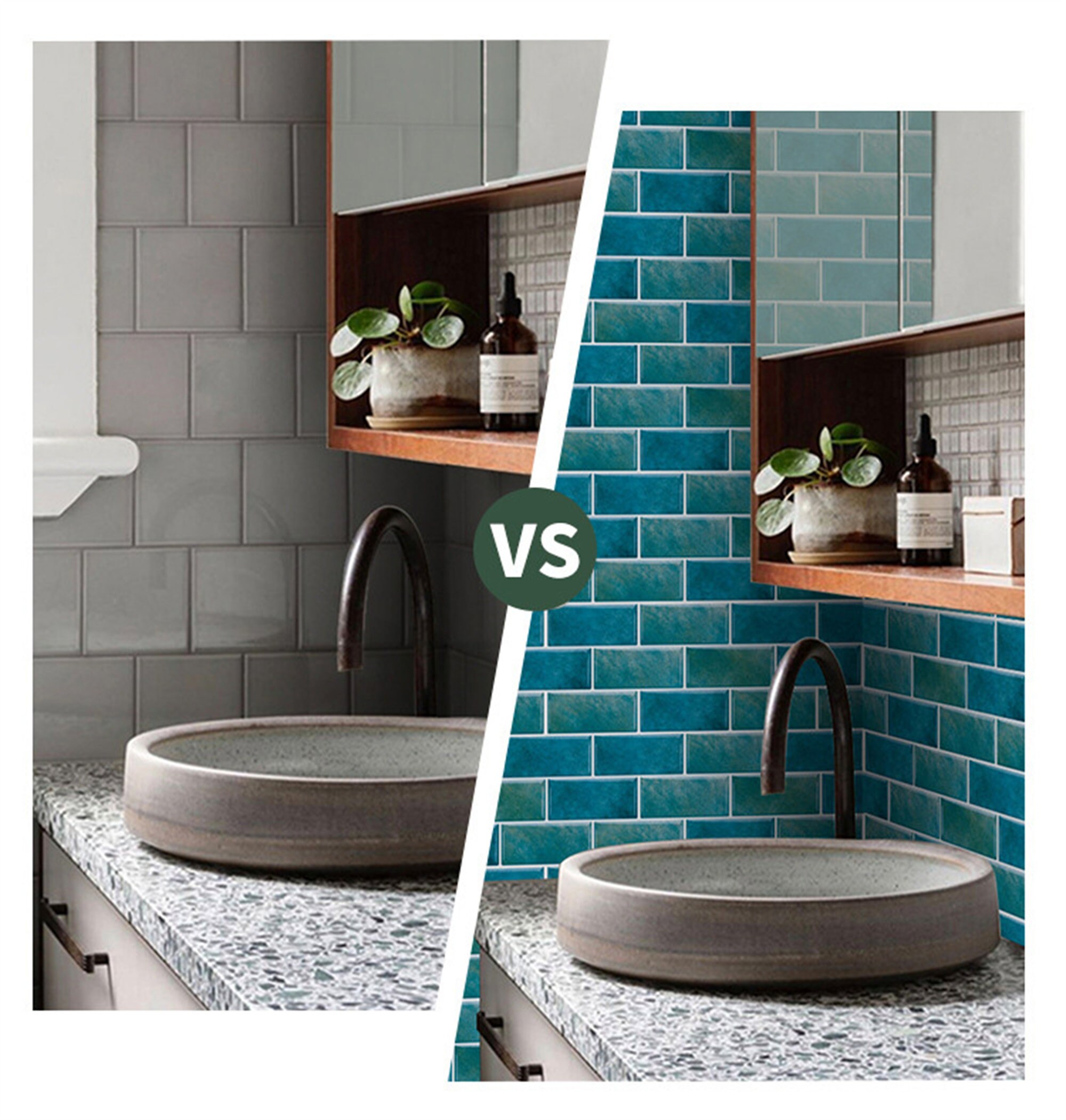 Glossy 3D Metro Self Adhesive Contemporary Splashback Mosaics Tile ...