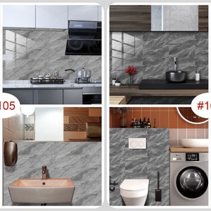 Marble Tile Sticker,self Adhesive Vinyl Decal for Wall Bathroom ...