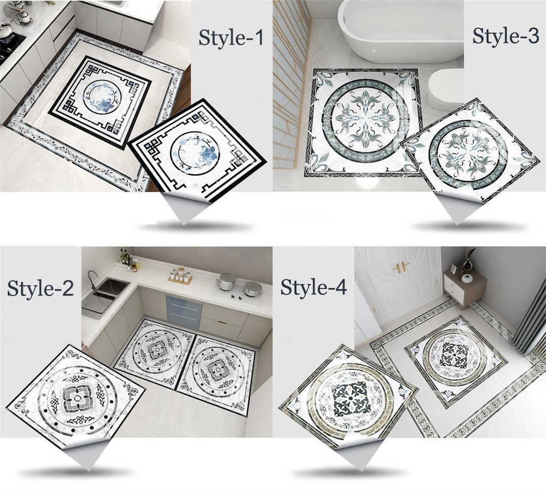 Floor Tile Stickers,marble Peel and Stick Tile Decoration for Bathroom ...