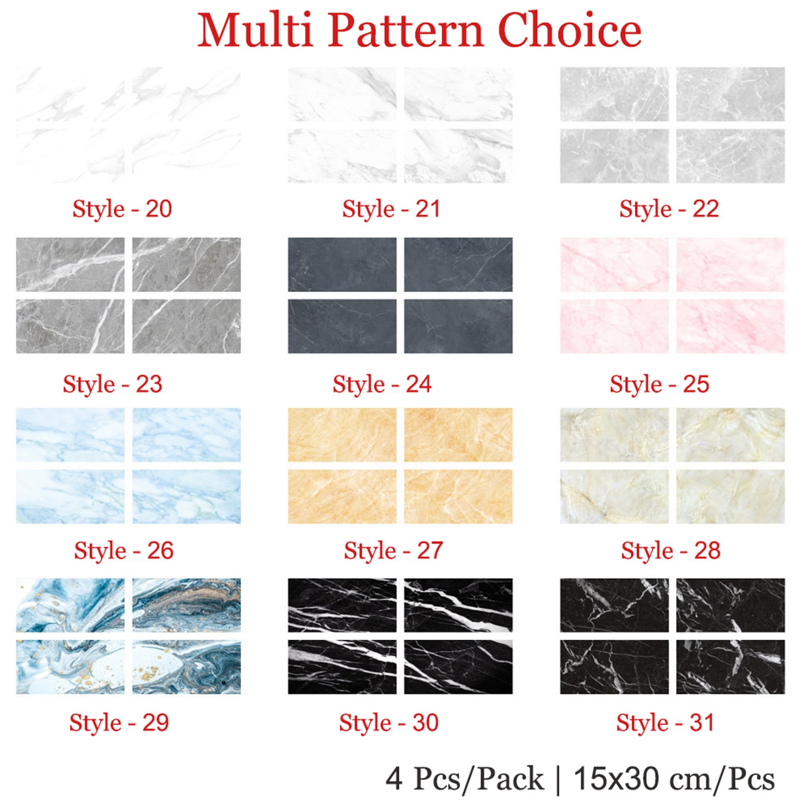Tile Sticker Vinyl Decal for Kitchen Bathroom Backsplash Floor Decals ...