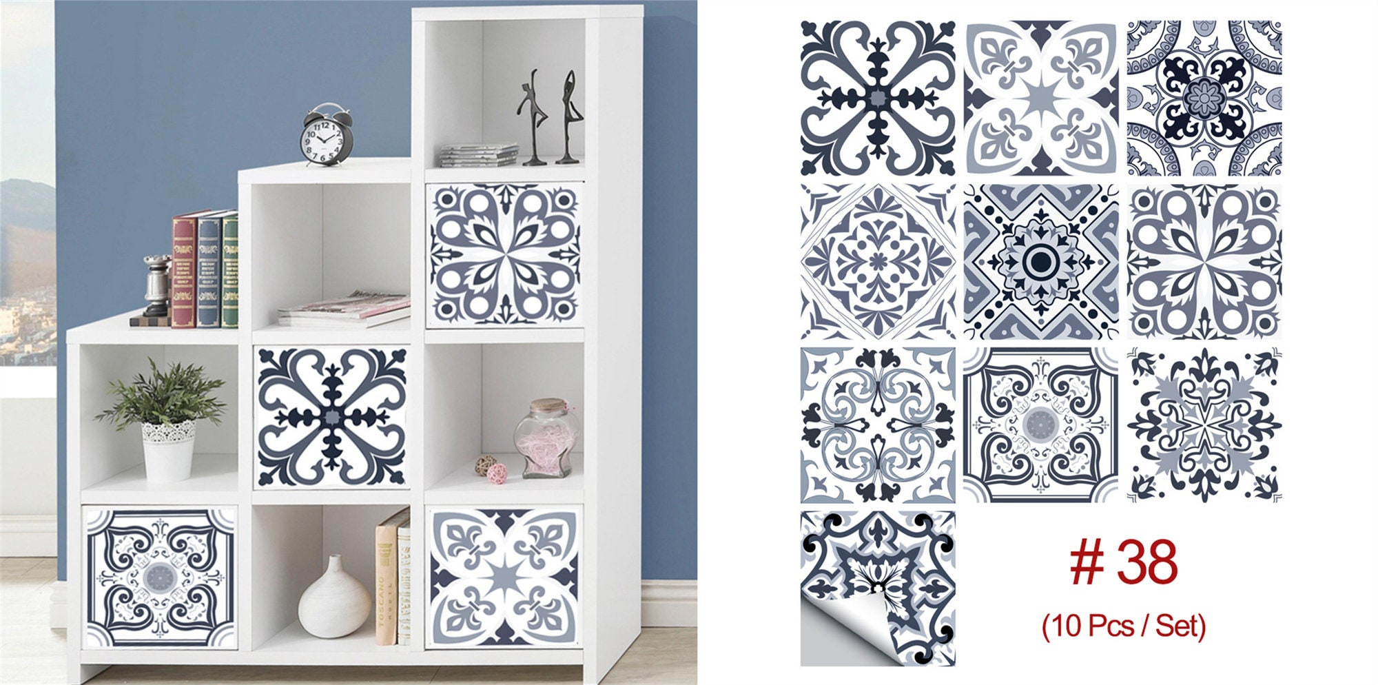 Tile Sticker Vinyl Decal for Kitchen Bathroom Backsplash Floor Decals ...