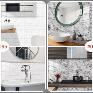 Marble Tile Sticker,self Adhesive Vinyl Decal for Wall Bathroom ...