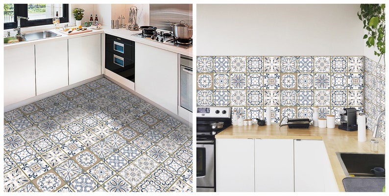 Tile Sticker Vinyl Decal for Kitchen Bathroom Backsplash Floor Decals ...