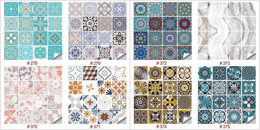 Tile Sticker Vinyl Decal for Kitchen Bathroom Backsplash Floor Decals ...