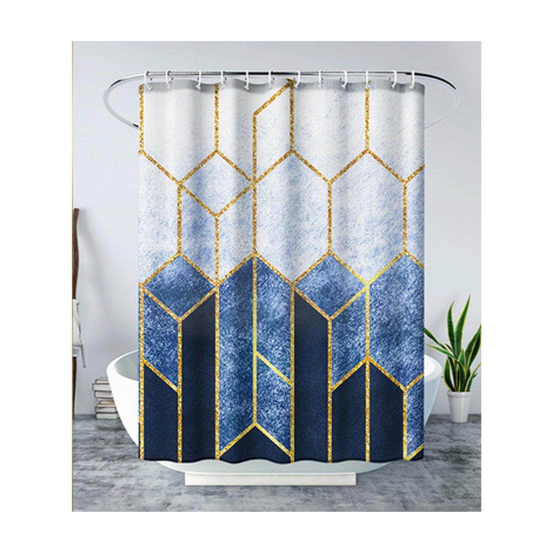 Geometrical Design Shower Curtains, Abstract Art Bathroom Curtain ...