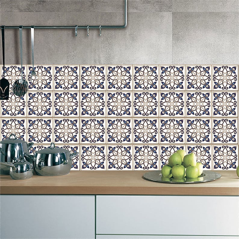 Tile Sticker Vinyl Decal for Kitchen Bathroom Backsplash Floor Decals ...