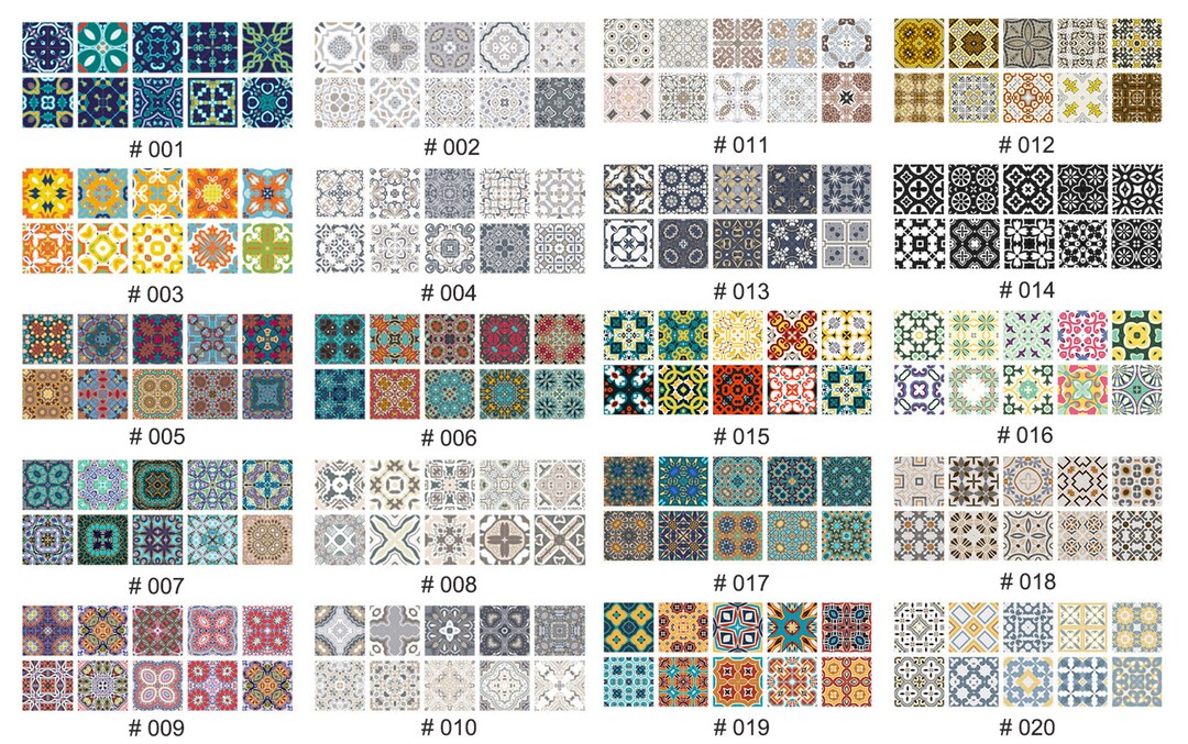 Tile Sticker Vinyl Decal for Kitchen Bathroom Backsplash Floor Decals ...
