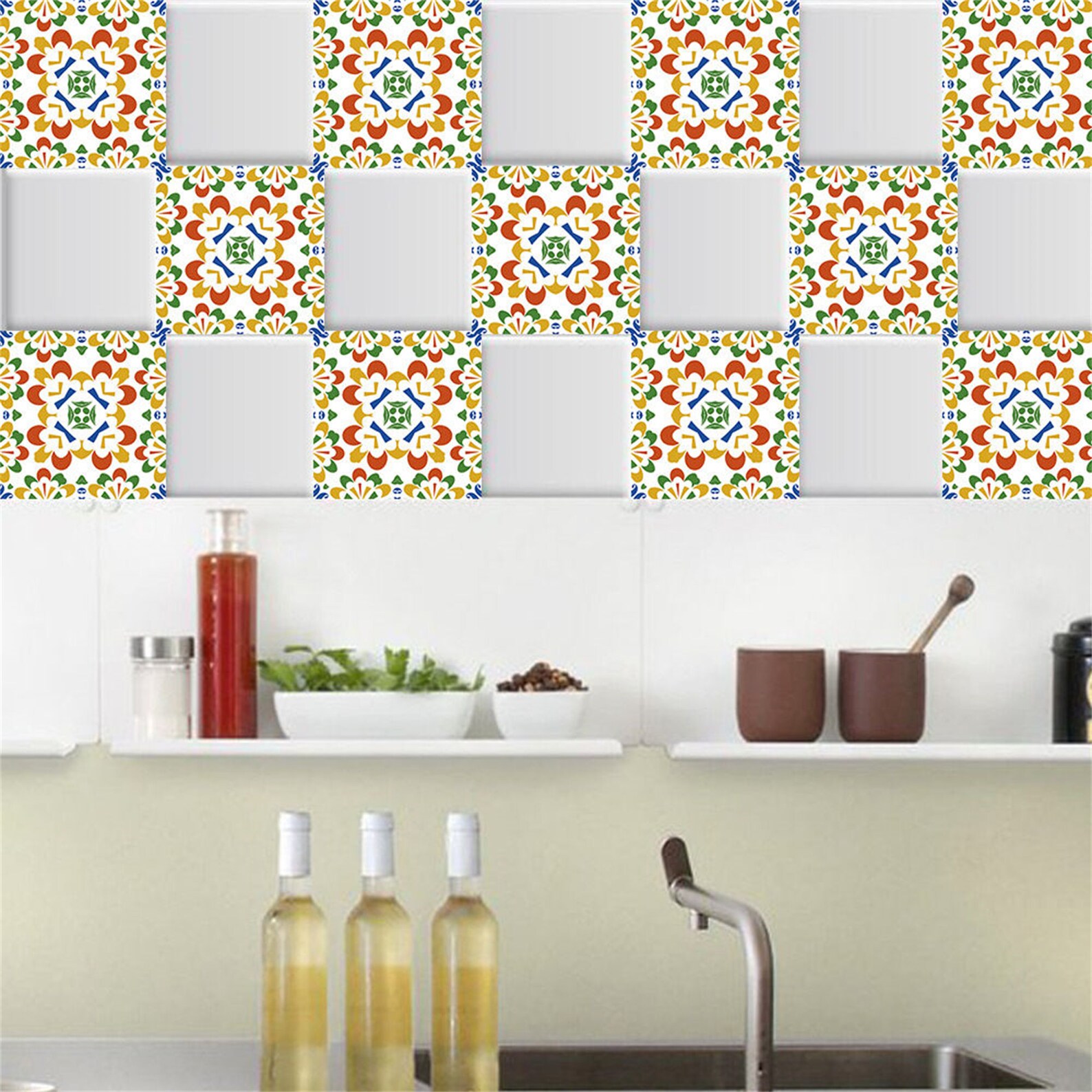 Tile Sticker Vinyl Decal for Kitchen Bathroom Backsplash Floor Decals ...