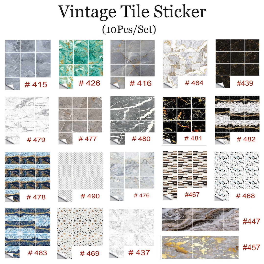 3D Marble Tile Sticker Vinyl Decal for Kitchen Bathroom Backsplash ...