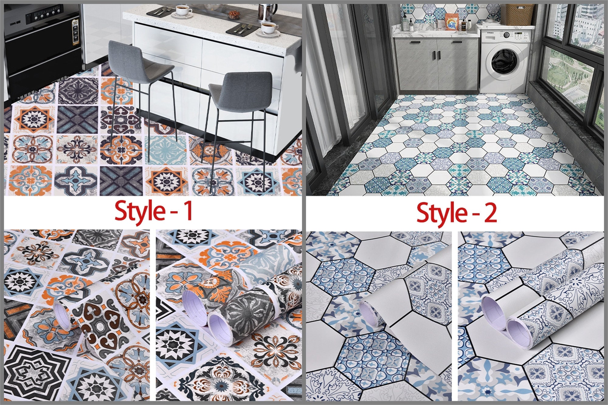 Floor Tile Sticker Panel, Self Adhesive Tile Sticker Anti-slip Vinyl ...