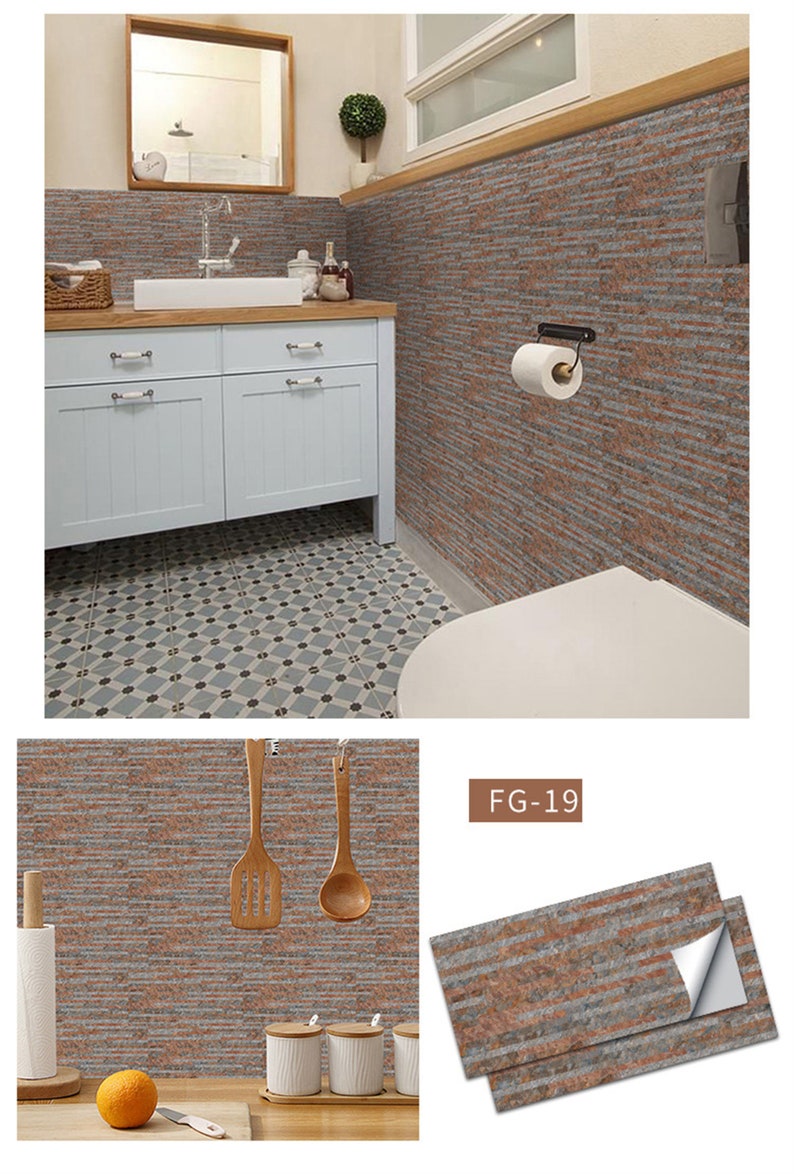 Peel and Stick Stone Brick Tile Backsplash Decal,self Adhesive Retro ...